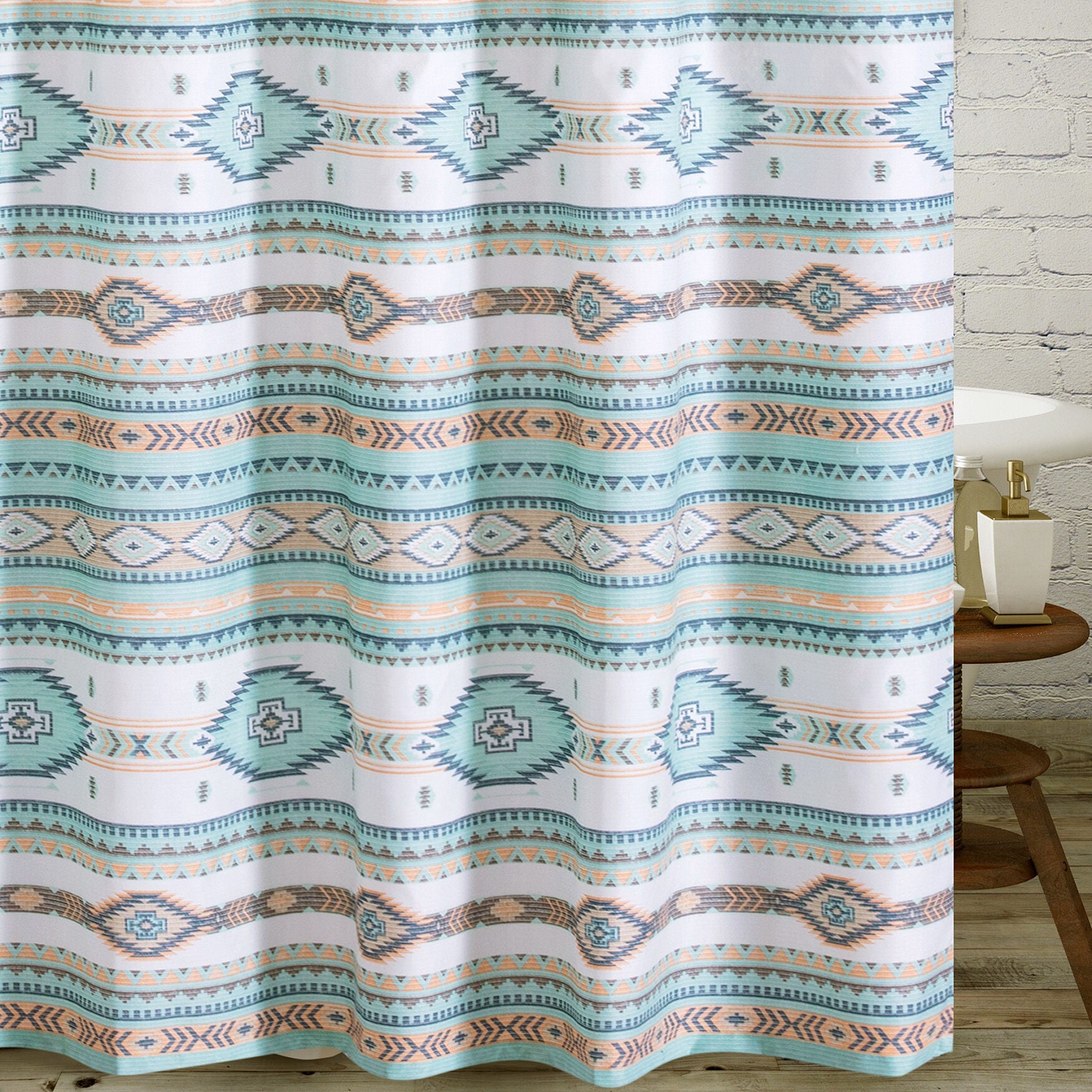 Phoenix Turquoise Bath Shower Curtain | Eloquii