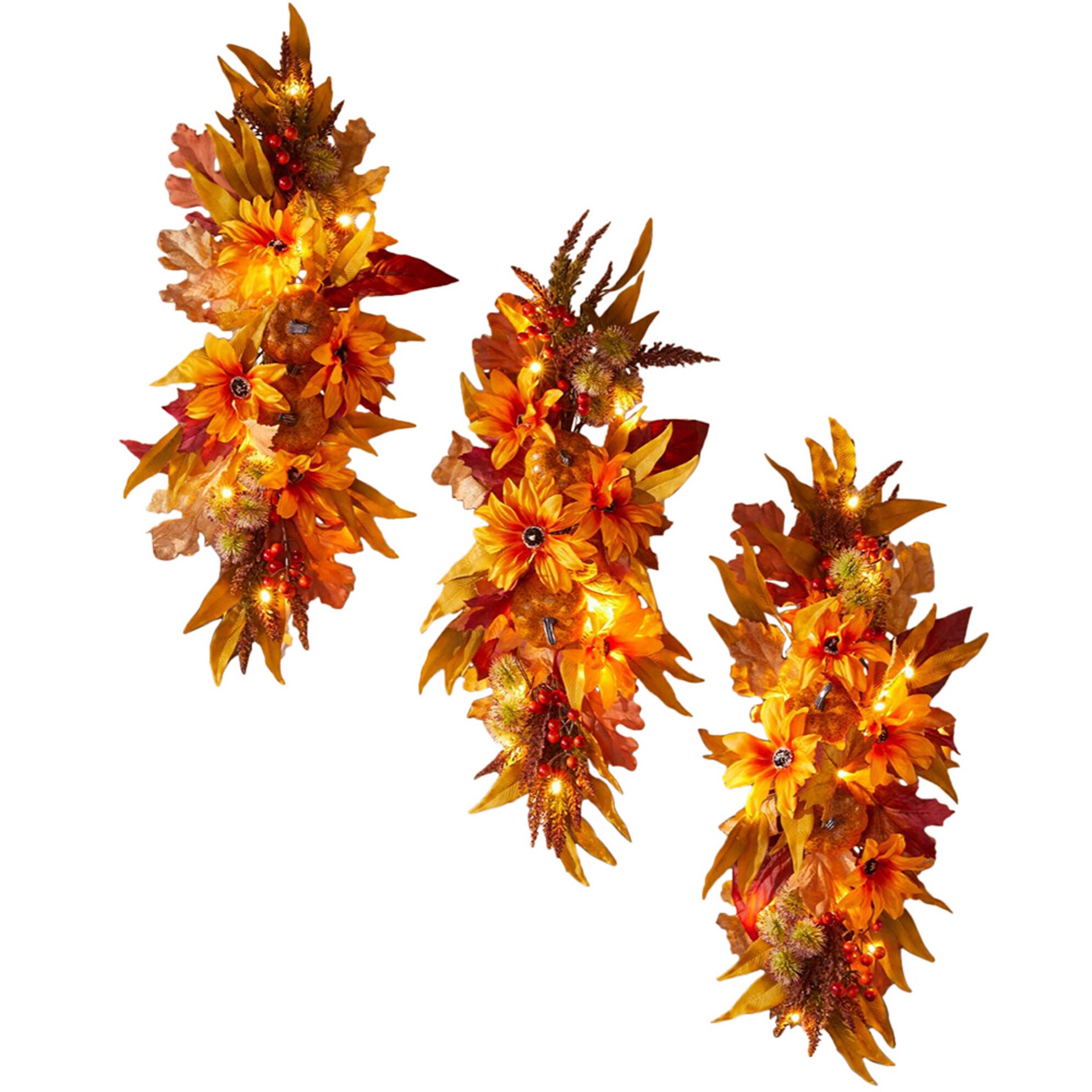 Pre-lit Harvest Daisy Staircase Swag | Eloquii