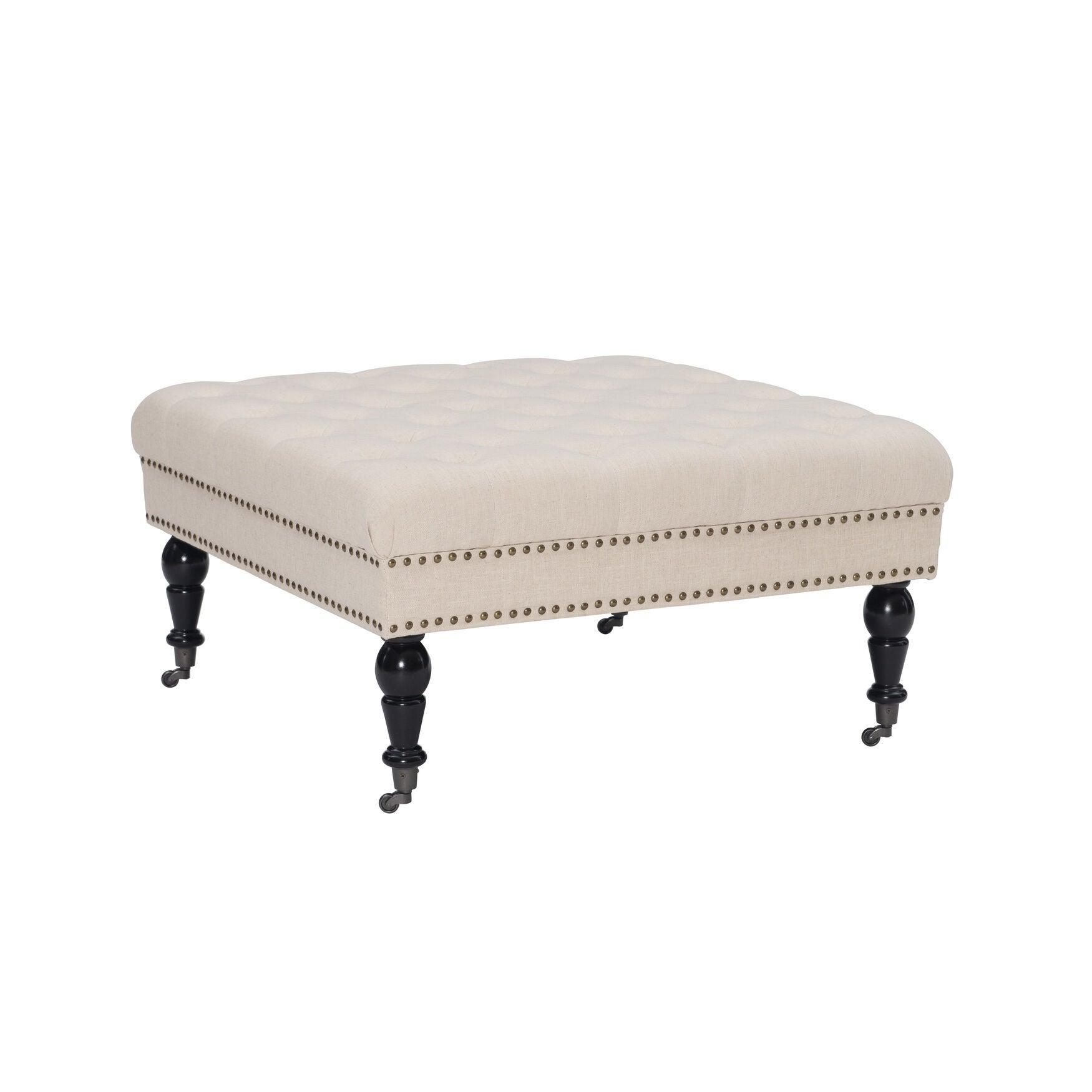 Isabelle Natural Square Tufted Ottoman | Eloquii