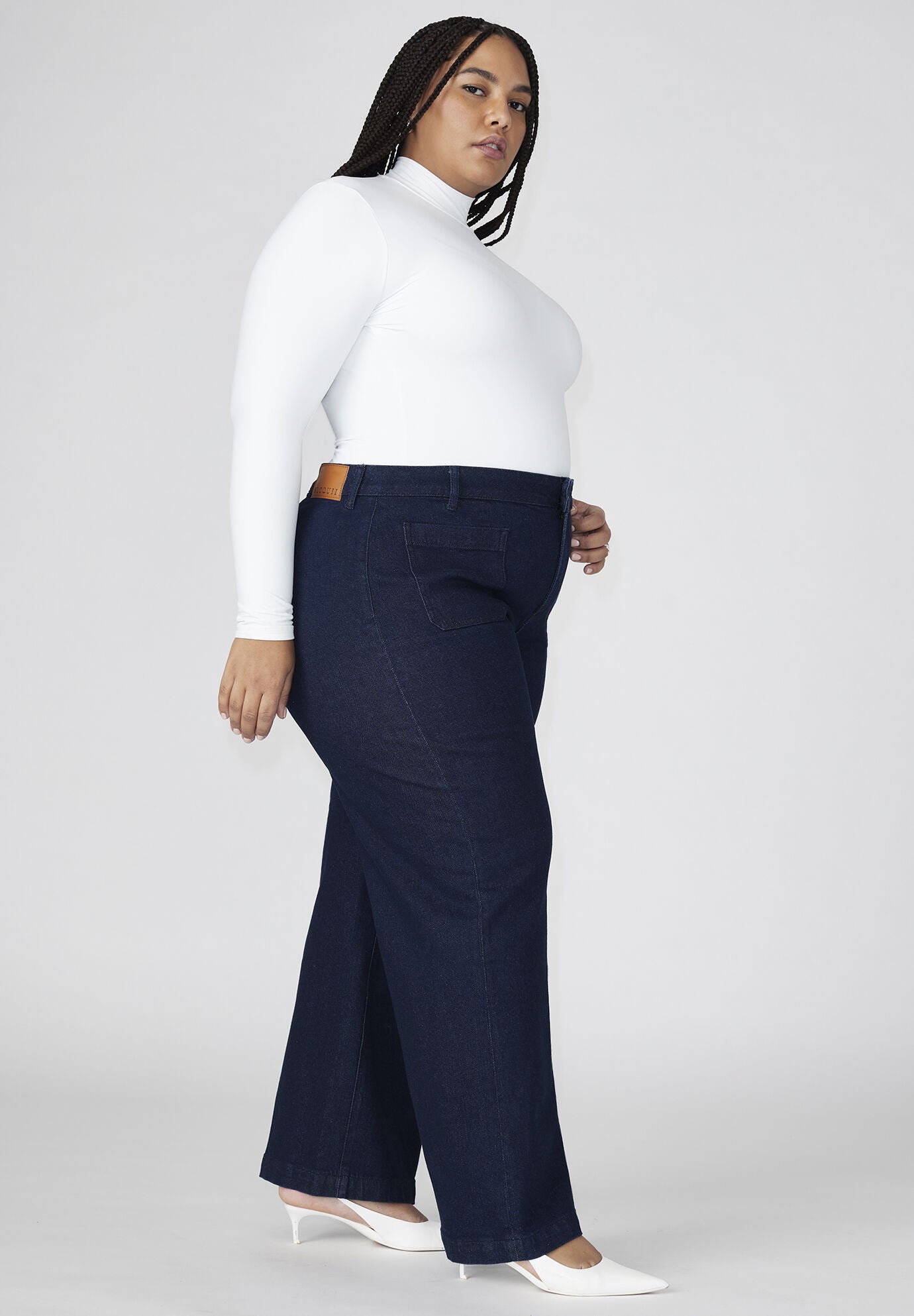 High Rise Trouser Jean for Statement Look, Indigo Rinse | Eloquii
