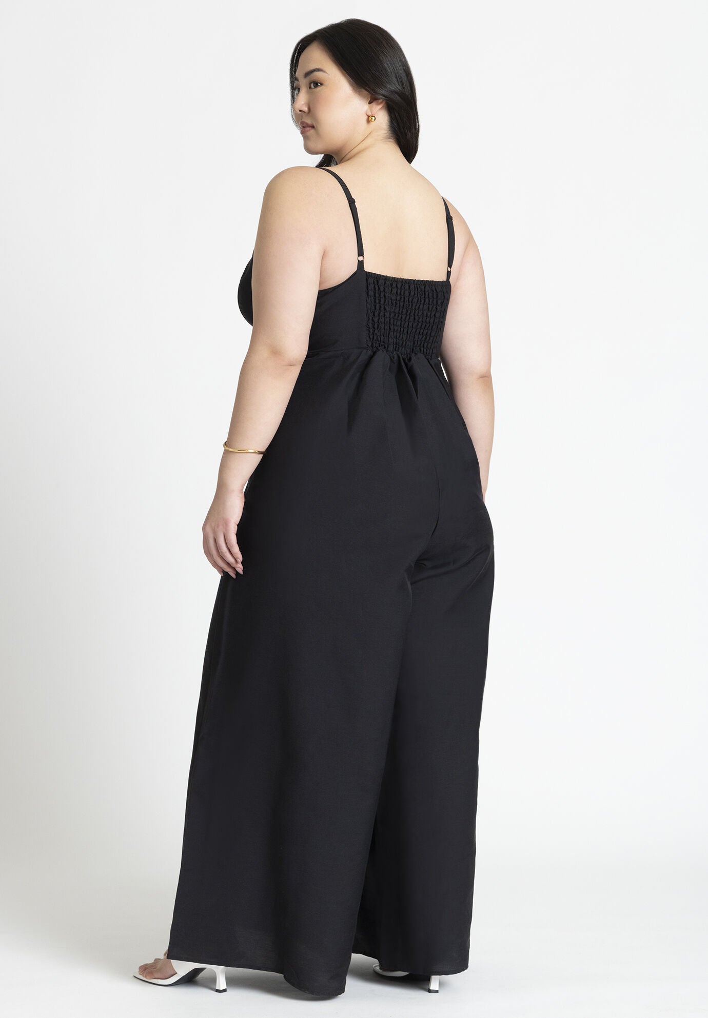Elegant Wide Leg Jumpsuit for Date Night, Black Onyx | Eloquii