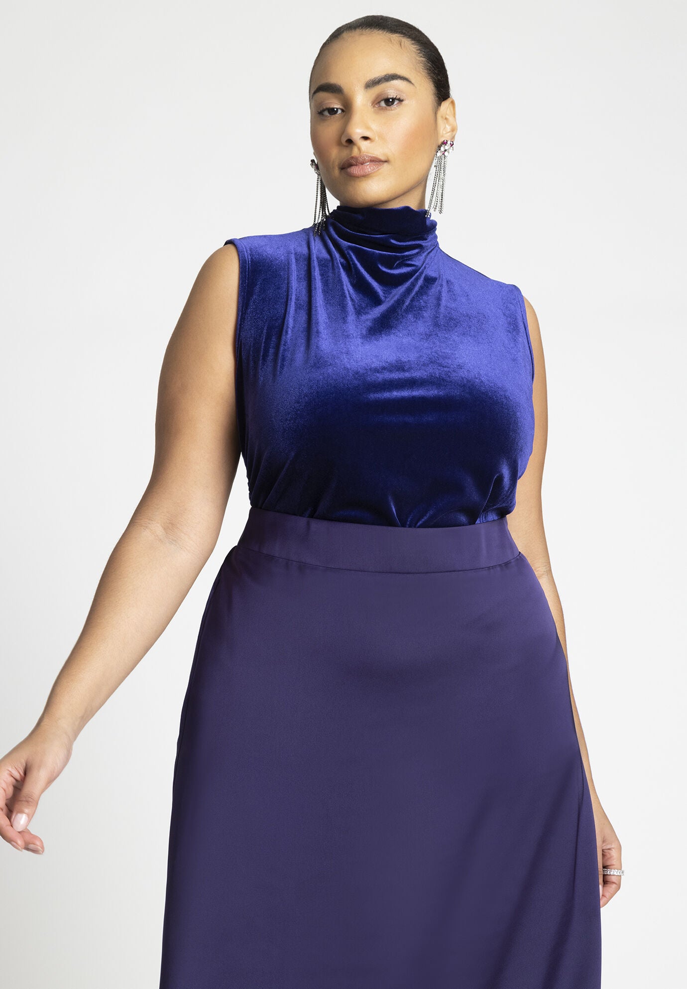 Funnel Neck Velvet Shell | Eloquii