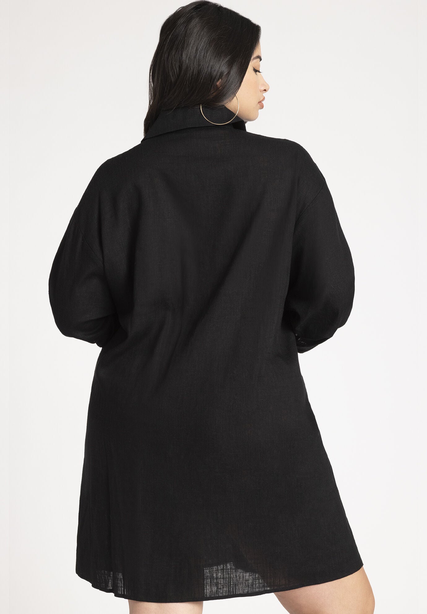 Tie Front Dolman Cover Up Tunic for Swimwear, Black | Eloquii