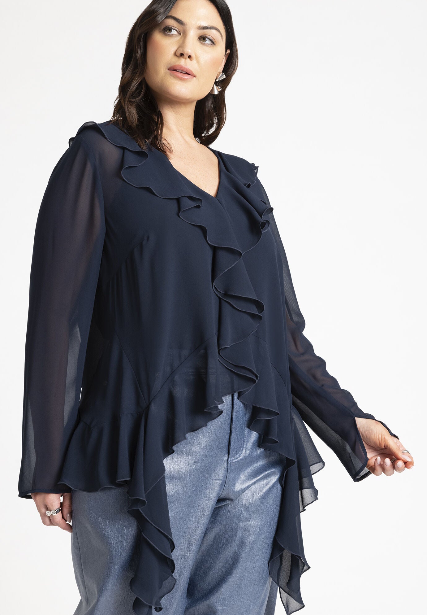 Ruffle Trim Blouse | Eloquii