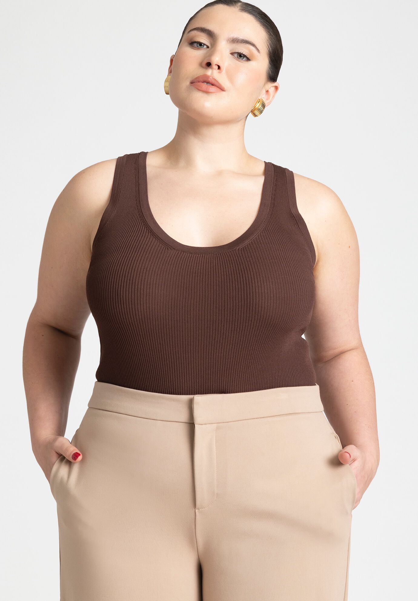 Scoop Neck Knitted Tank | Eloquii