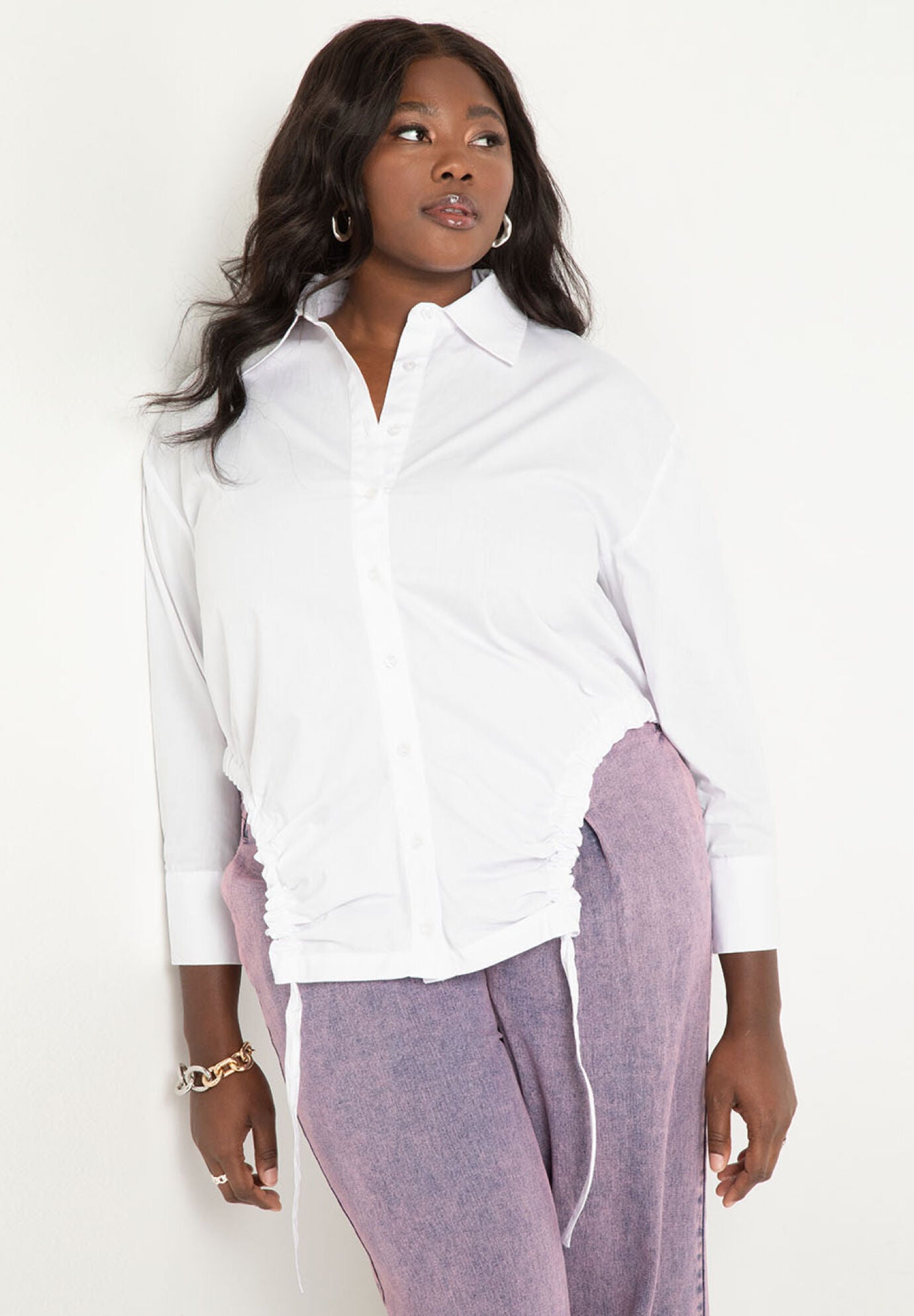 Button Down Shirt - Tunnel Cutout Hem, 4479473 | Eloquii