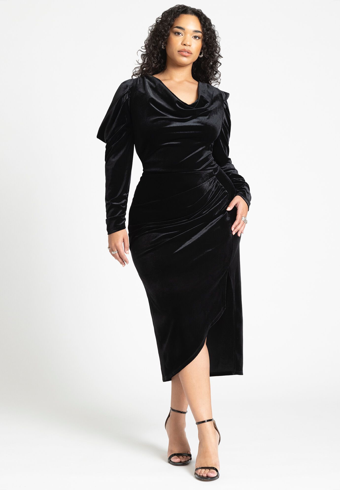 Draped Velvet Column Dress | Eloquii