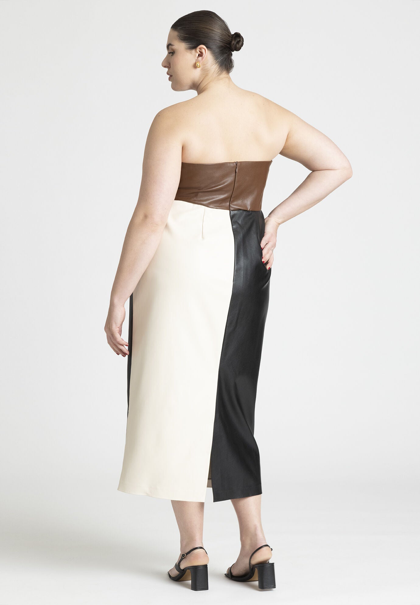 Leather Colorblocked Dress - Ankle Length, 4485476 | Eloquii