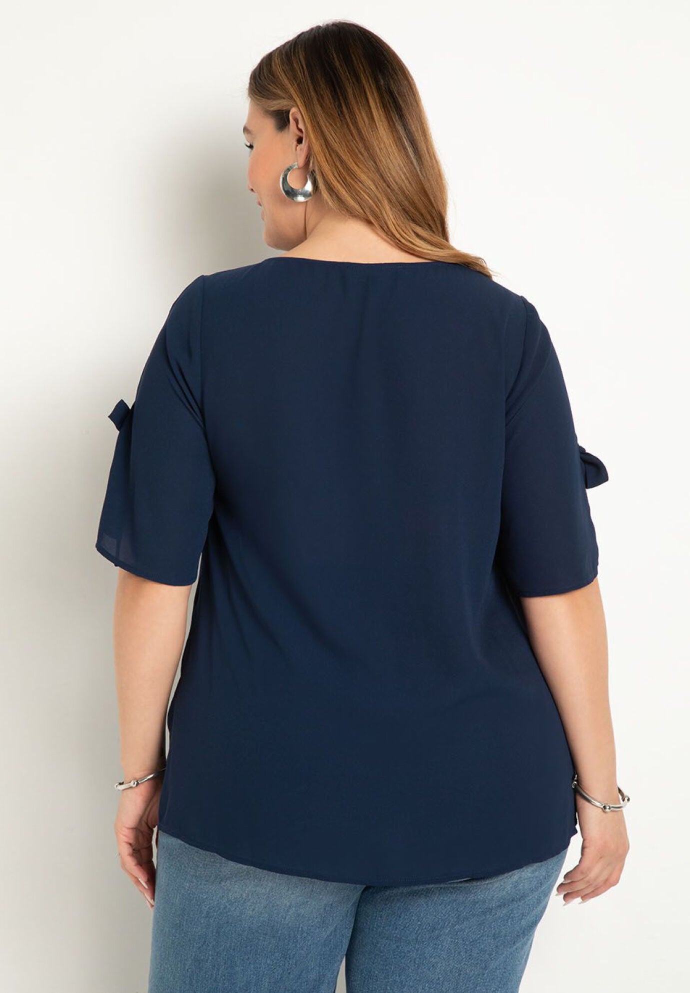 Relaxed Top With Tie Sleeve | Eloquii