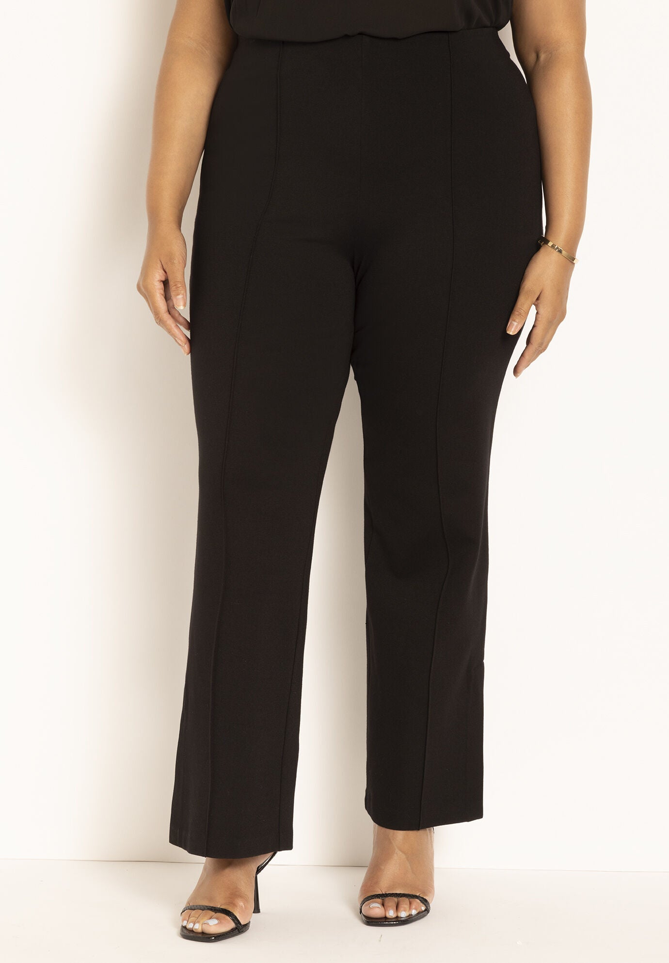 Side Slit Straight Leg Knit Trouser | Eloquii