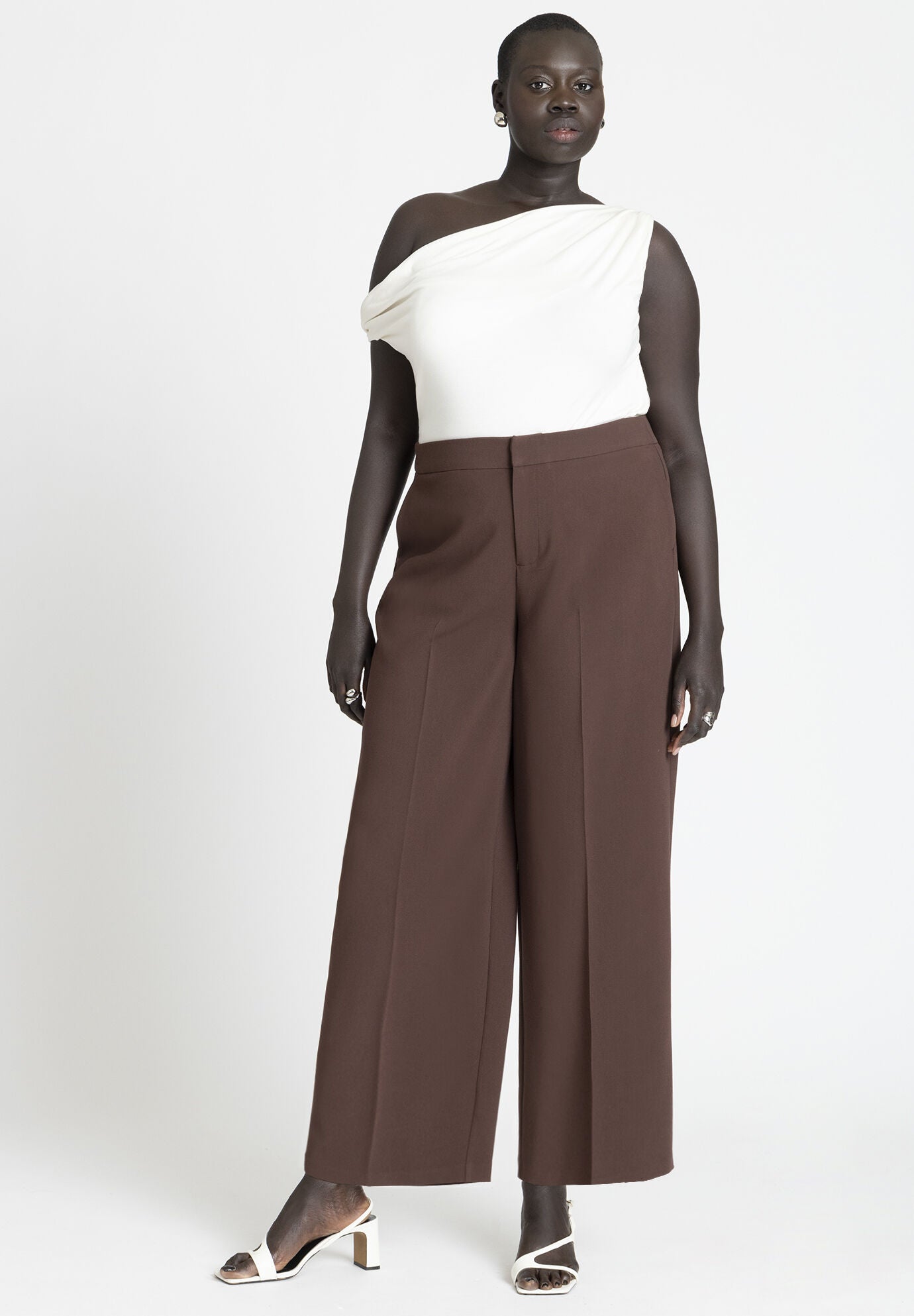 Asym Twist Sleeve Top - High-Stretch Knit Classic, Tofu | Eloquii