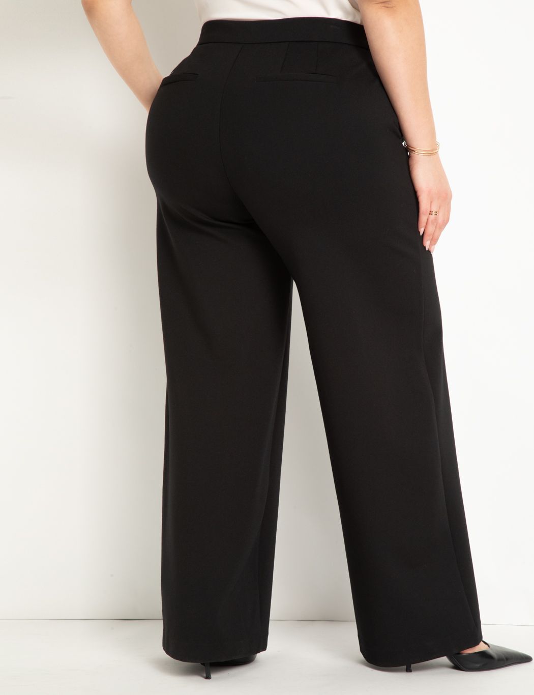 Wide Leg Stretch Work Pant - Ultimate Style, Totally Black | Eloquii