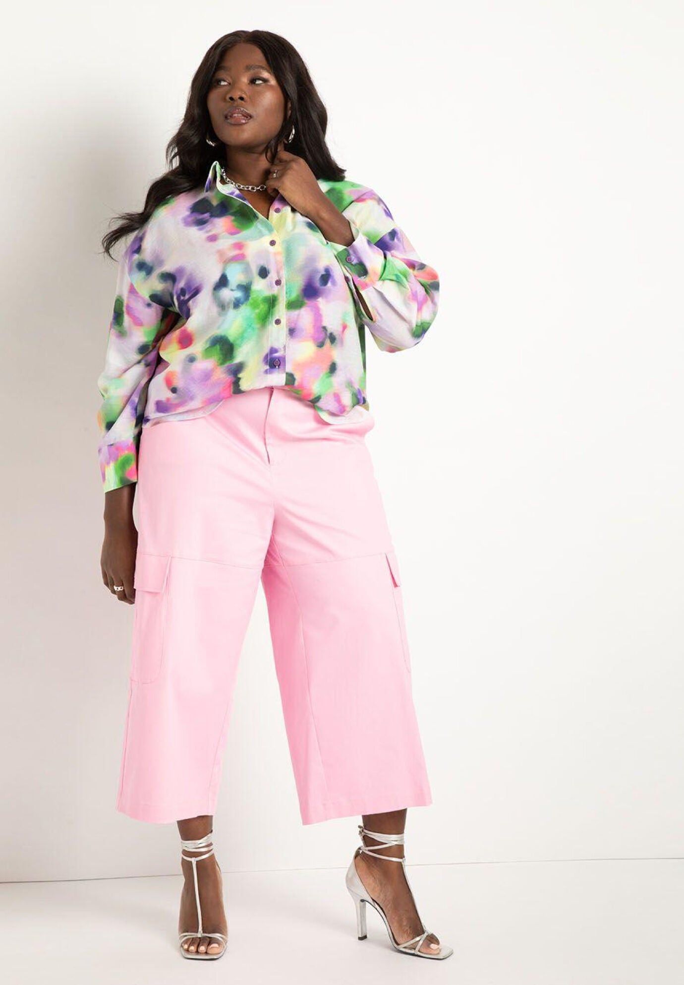 Organdy Printed Button Down | Eloquii