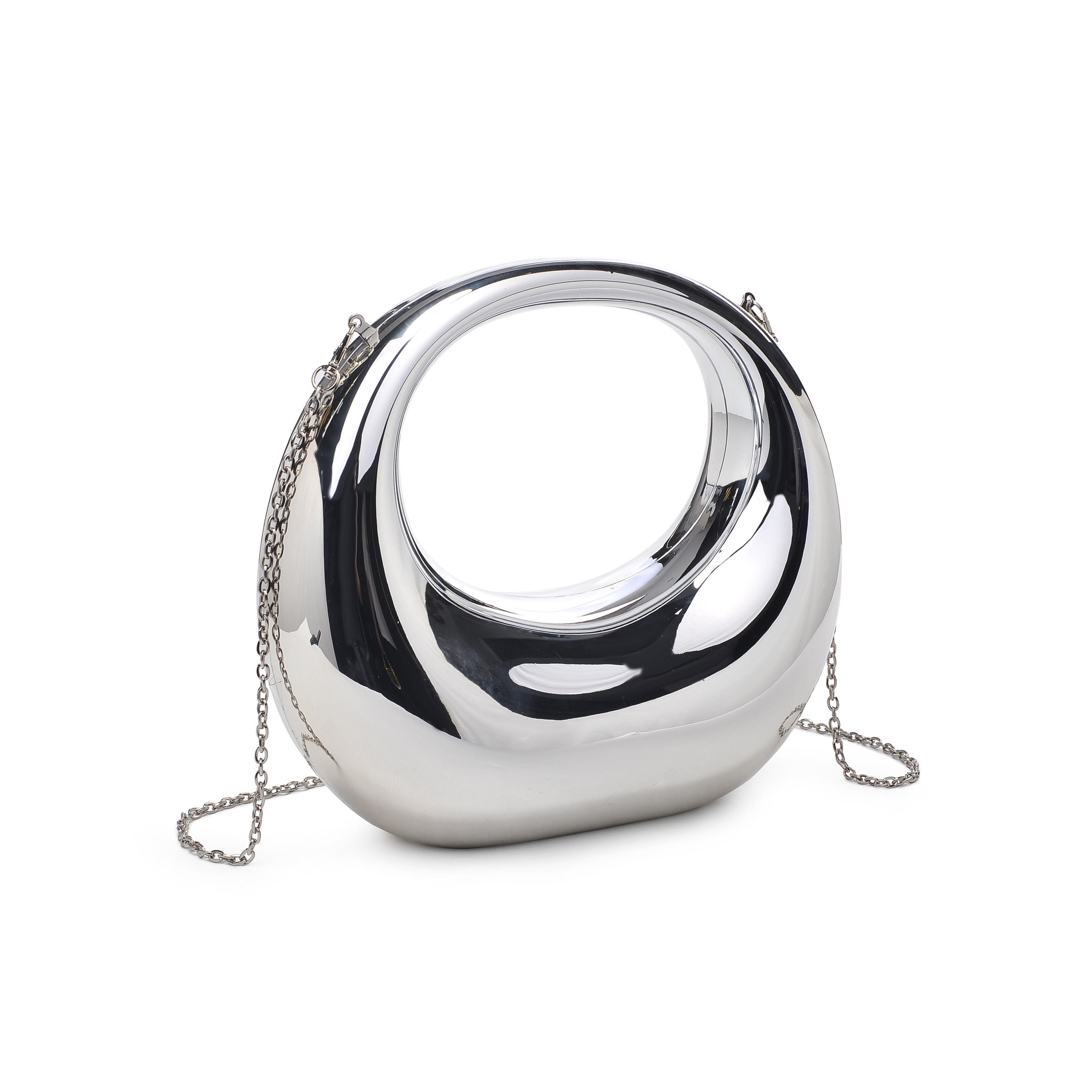 Bess Structured Evening Bag - Chic Acrylic Handbag, Silver | Eloquii