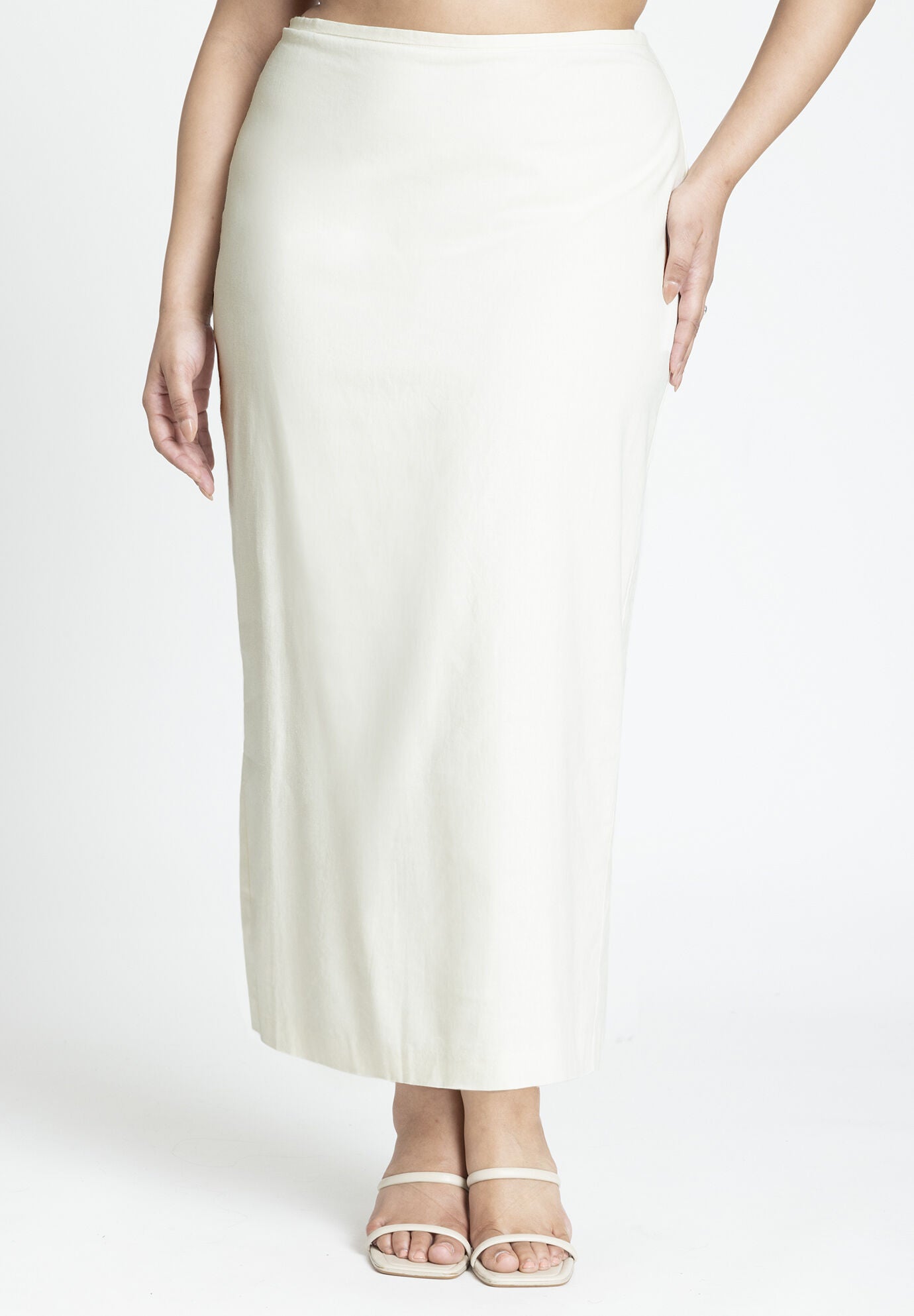 Linen Column Skirt with Back Slit Maxi, 4484955 | Eloquii