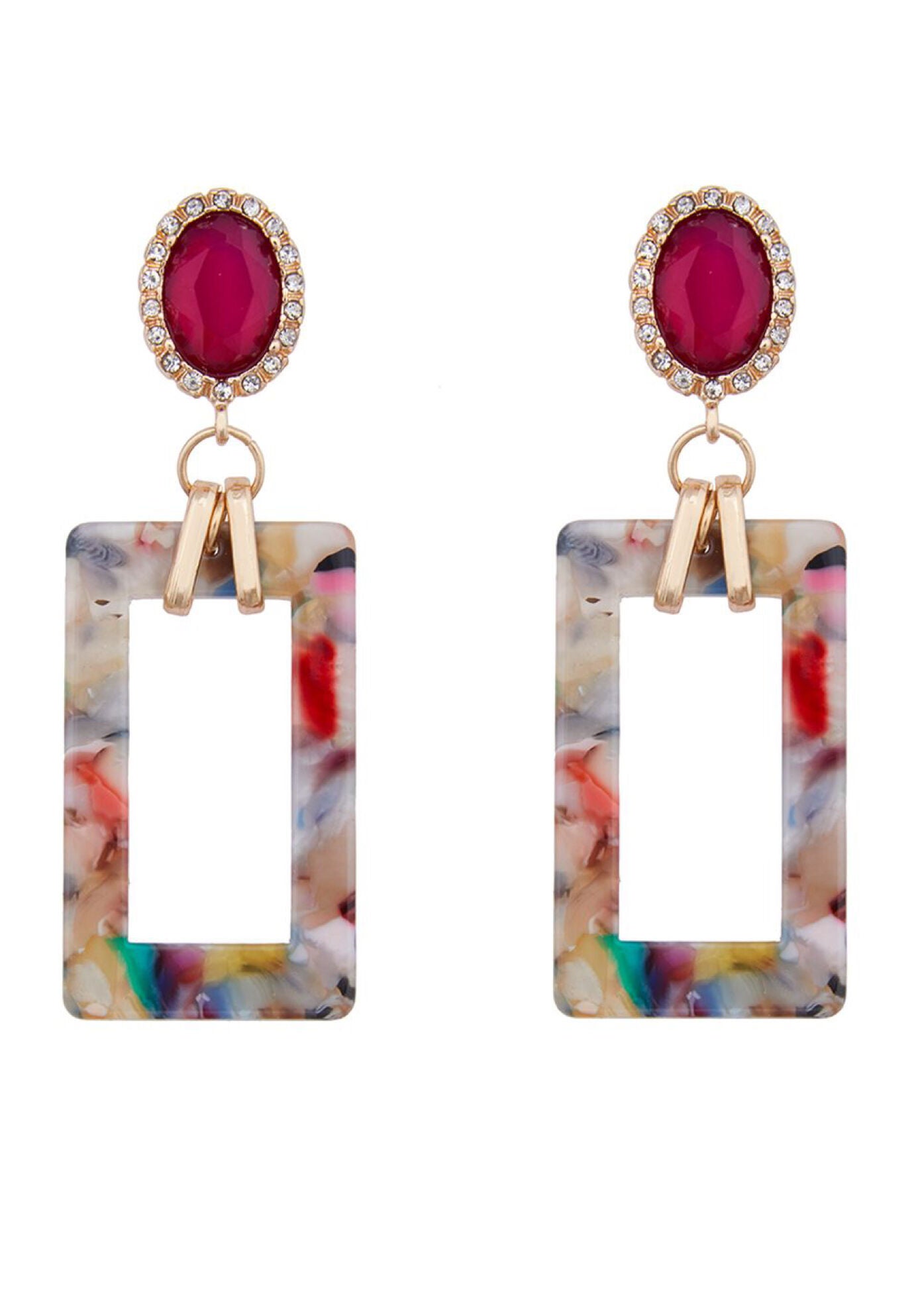 Rectangle Gem Drop Earrings | Eloquii