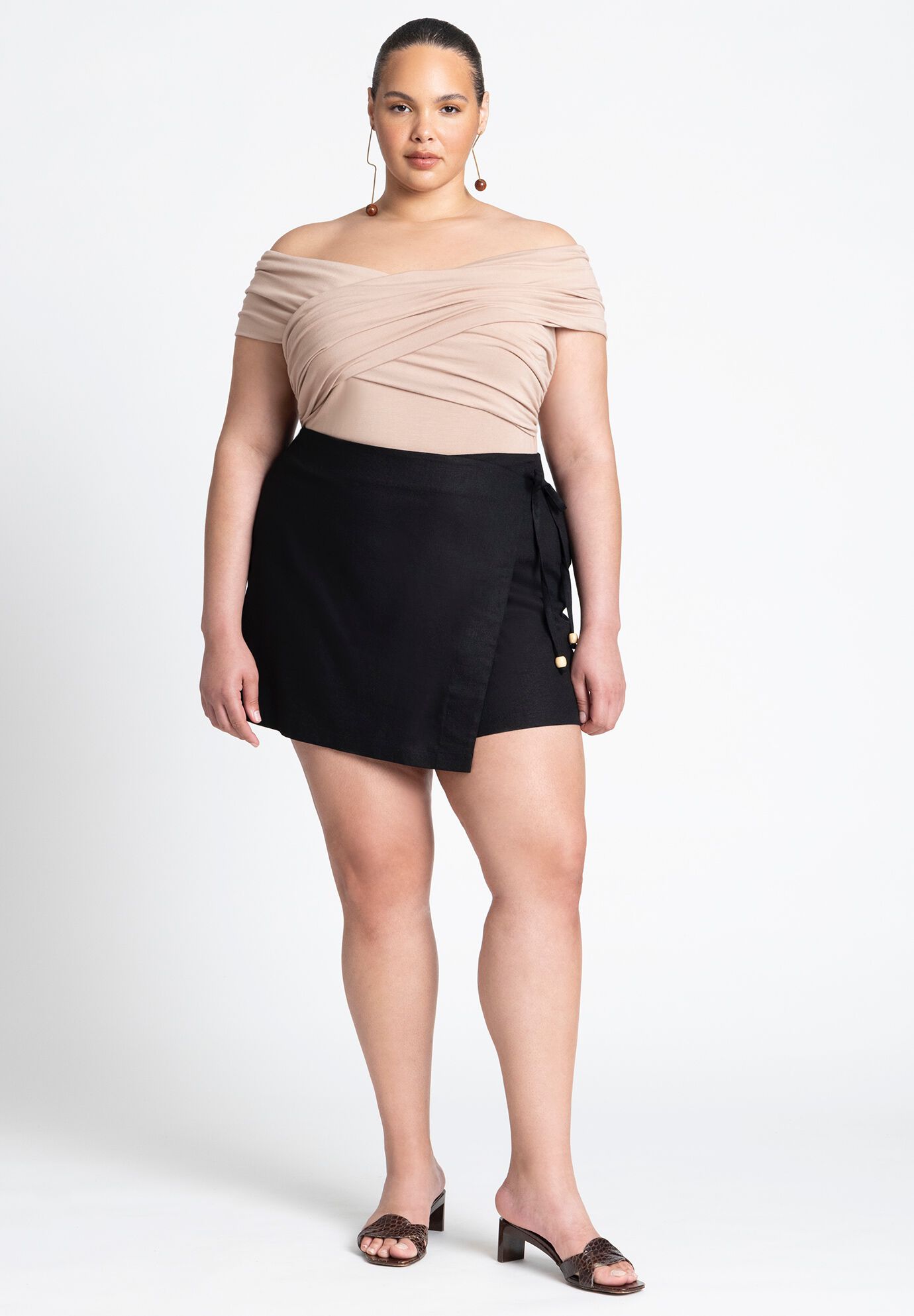 Linen Skort With Beads | Eloquii
