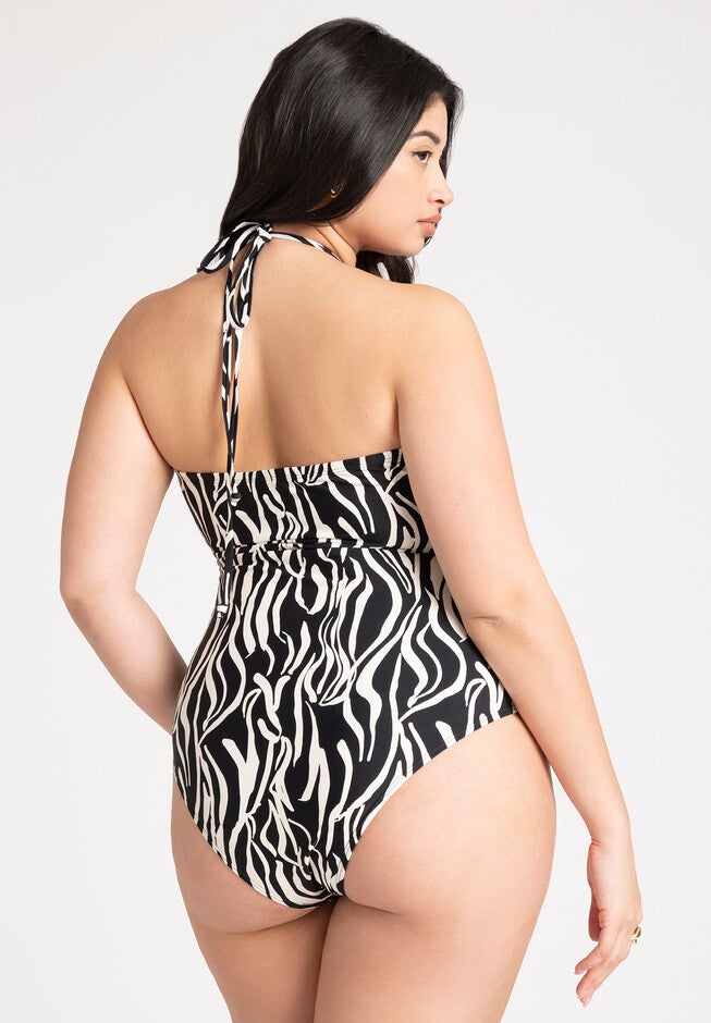 Halter Neck Ruched One Piece Swimsuit 4483026 Eloquii