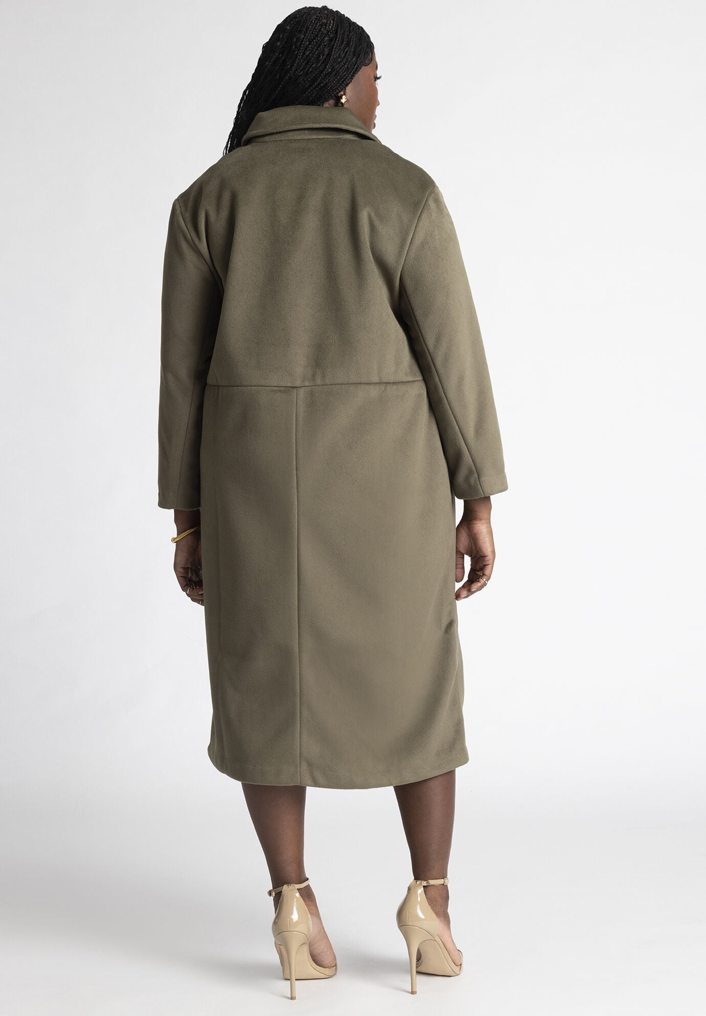 Utilitarian Patch Pocket Coat - Oversized Fit, Ivy Green | Eloquii