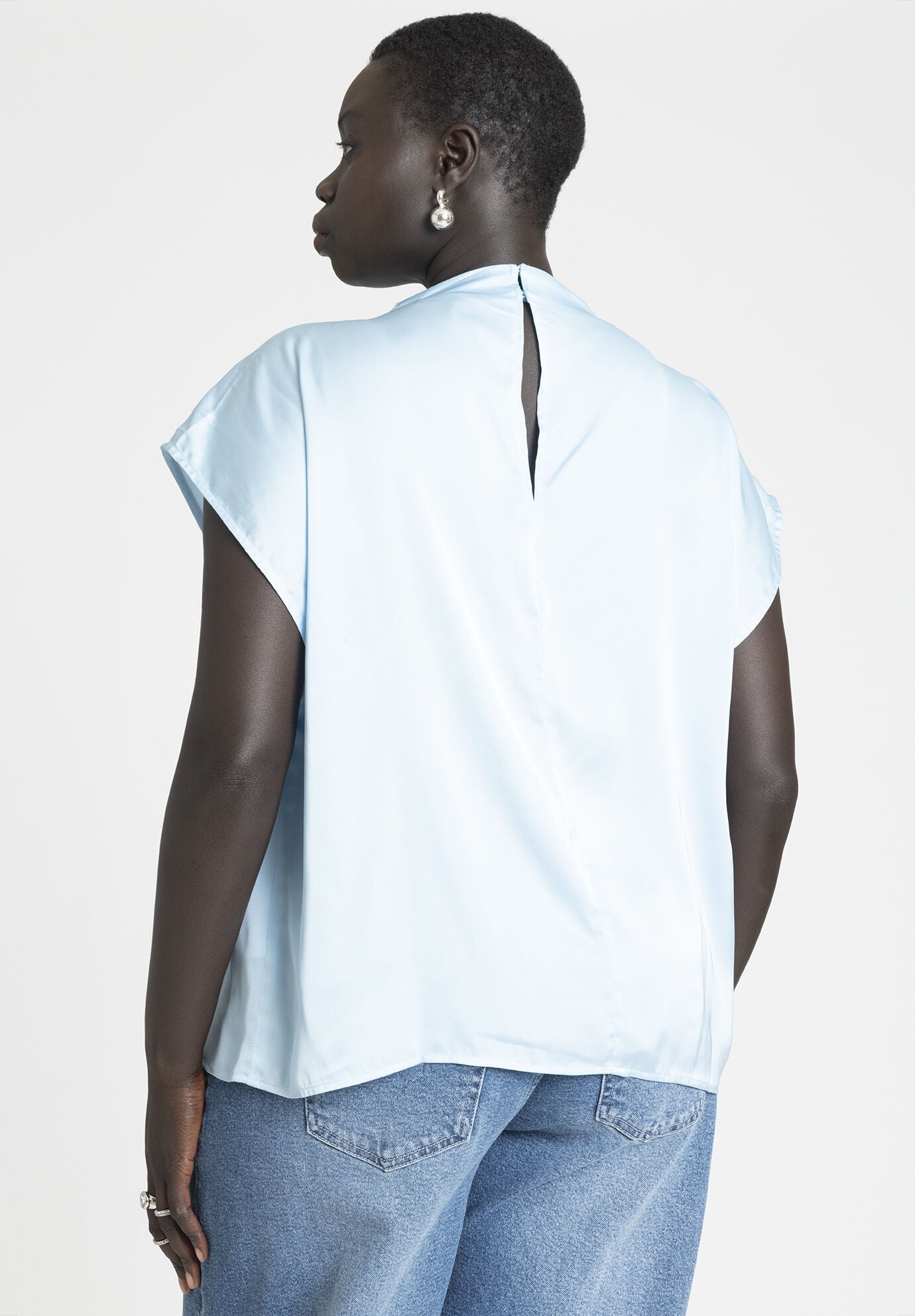 Pleat Detail Satin Shirt | Eloquii