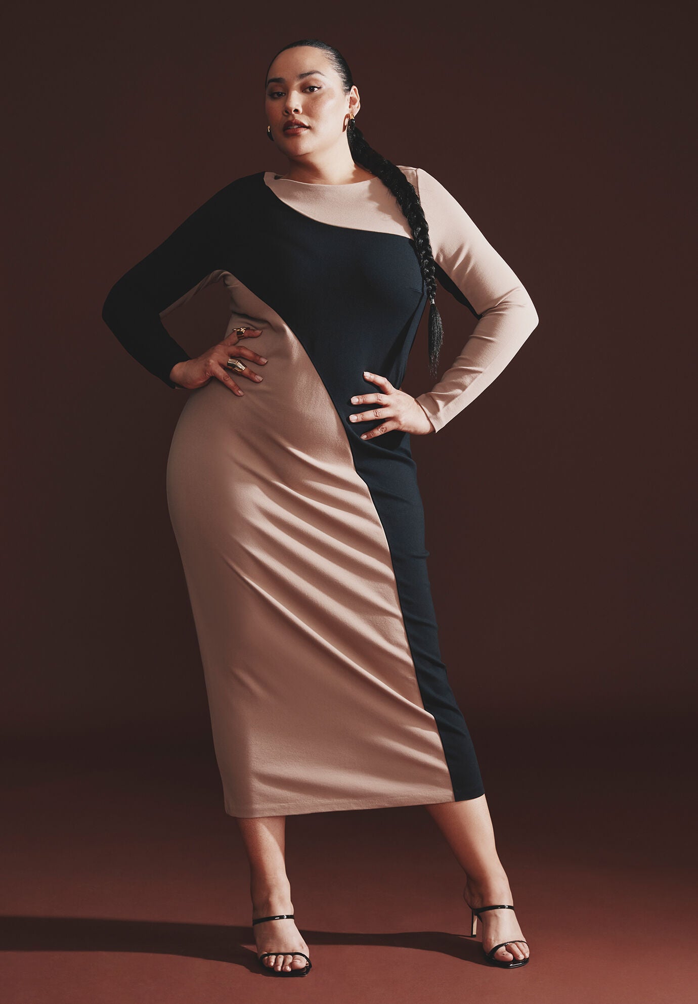 Colorblocked Ponte Dress - Midi Knitted Dress, 4474606 | Eloquii