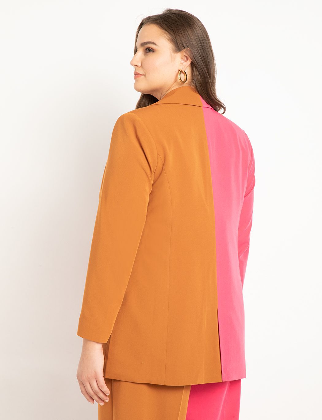 Tailored Colorblock Blazer with Stretch Fabric, Leather Brown Raspbe ...