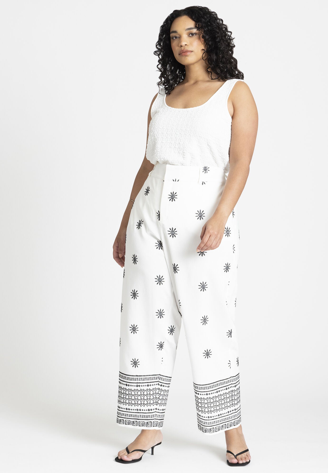 Textured Tank - Square Neck Sleeveless Top, White | Eloquii