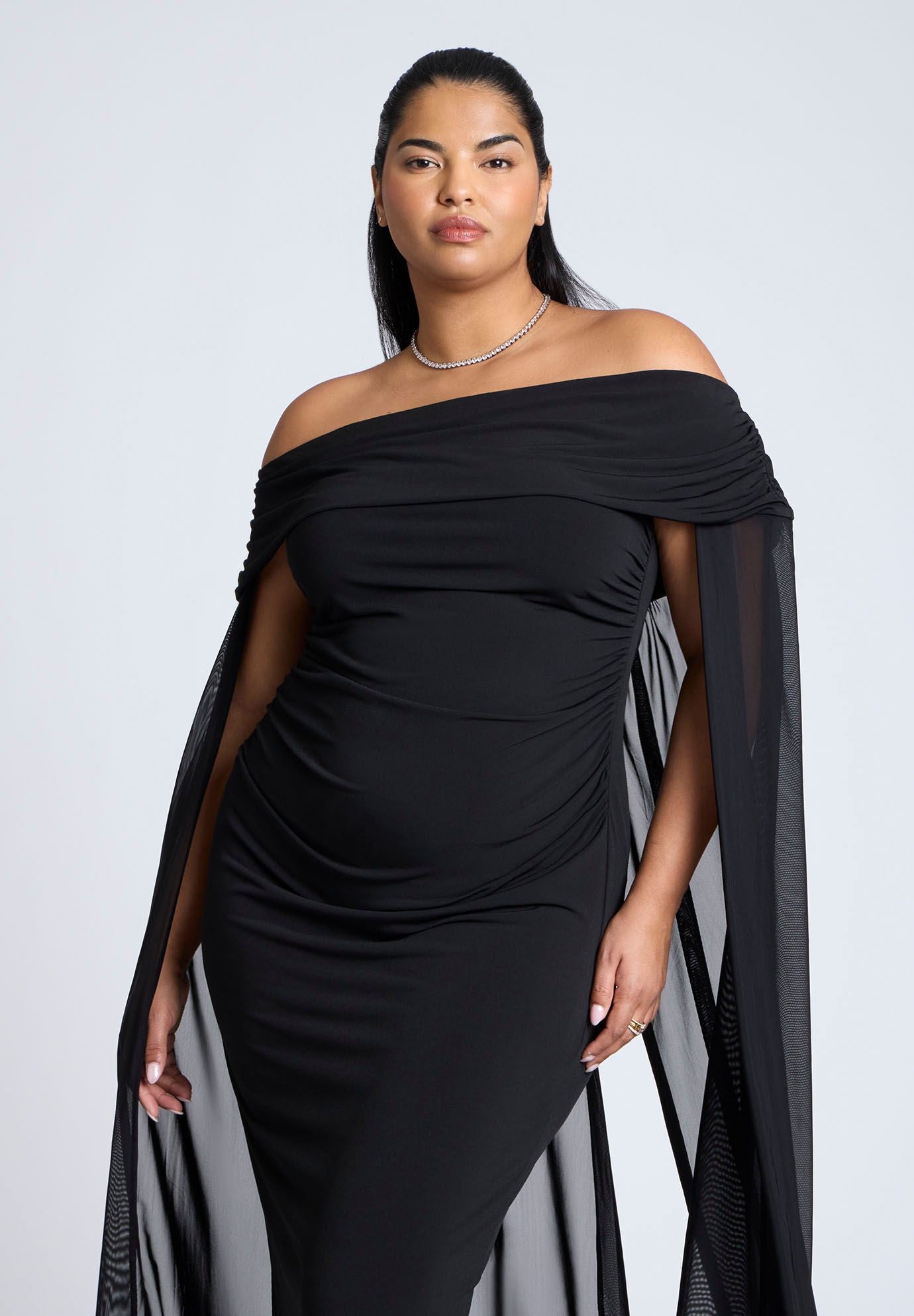 Off The Shoulder Cape Gown | Eloquii