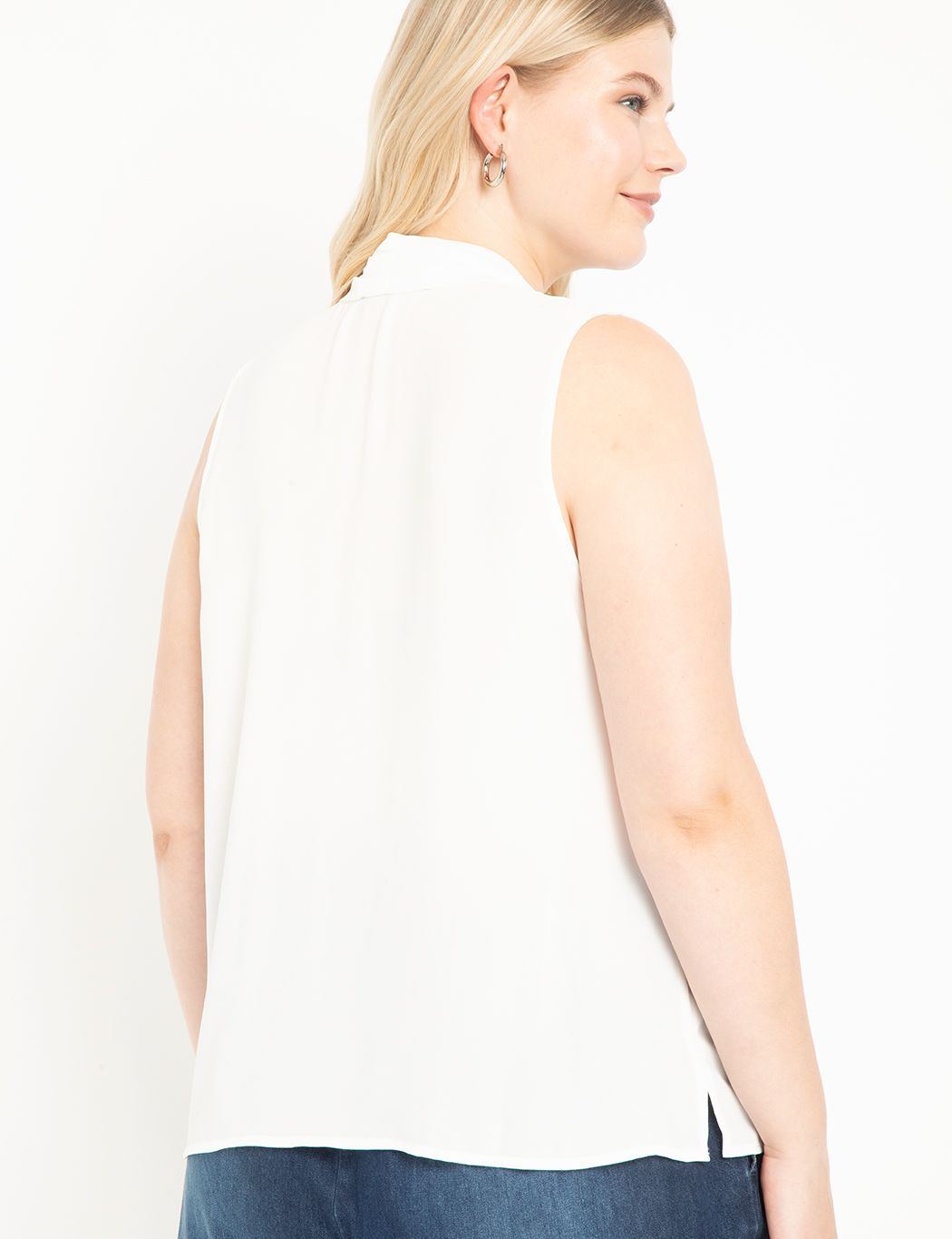 Ultimate Layering Tank - Relaxed Drape Front, Soft White | Eloquii