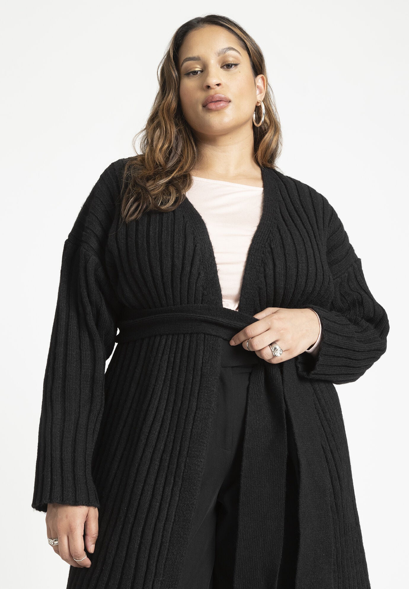 Long Belted Cardigan | Eloquii