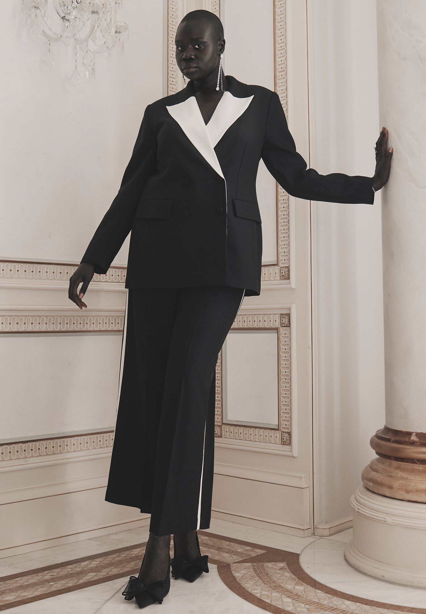 Wide Leg Floor Length Trouser with Pockets, Black | ELOQUII