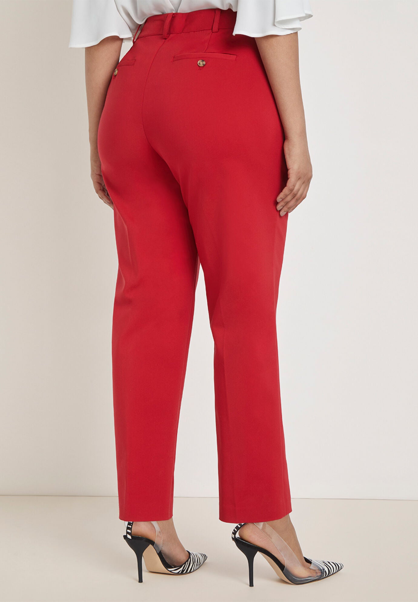 Kady Fit Ankle Pant | Double-Weave Tailored, Scarlet Sage | Eloquii