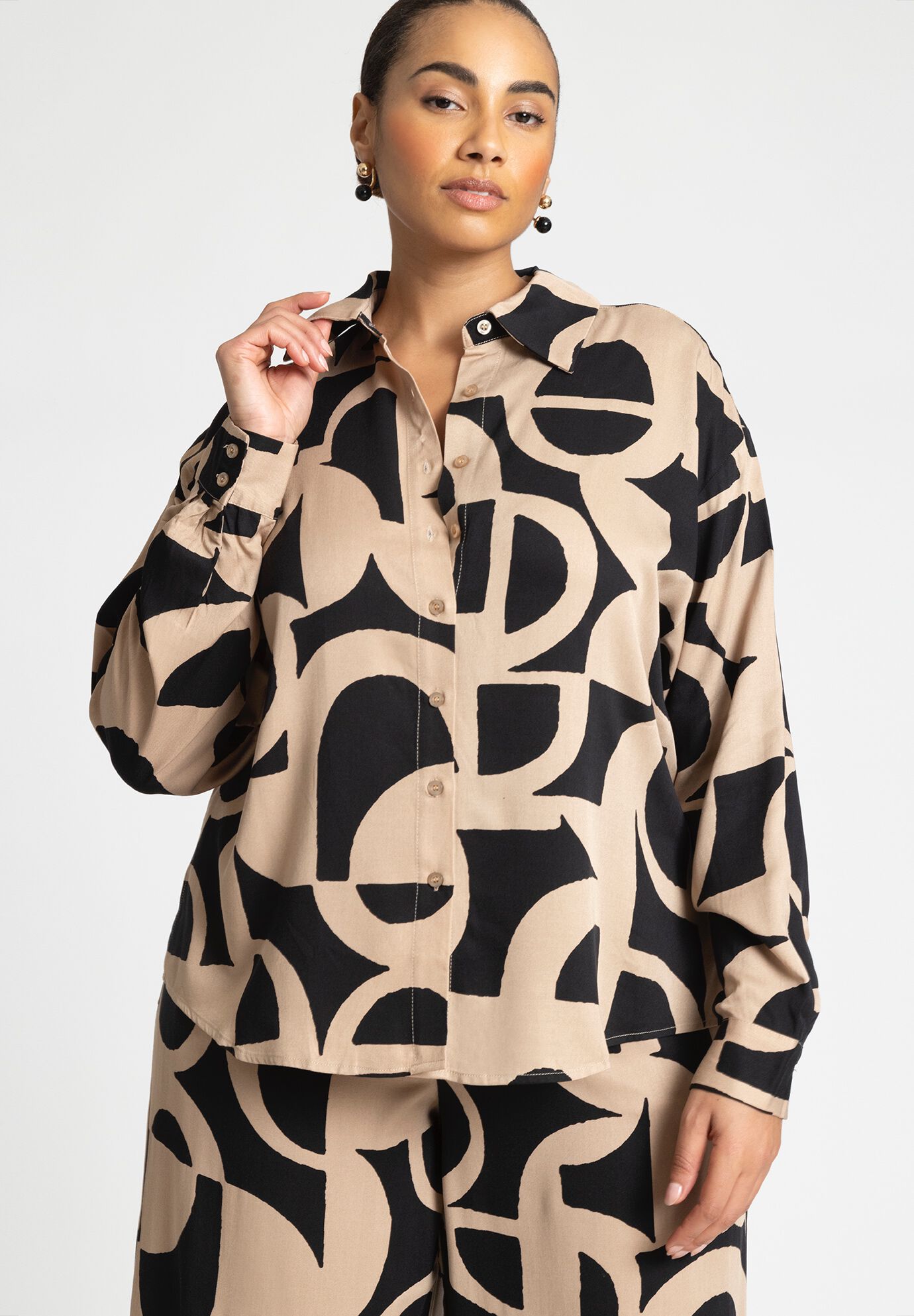 Printed Button Down | Eloquii