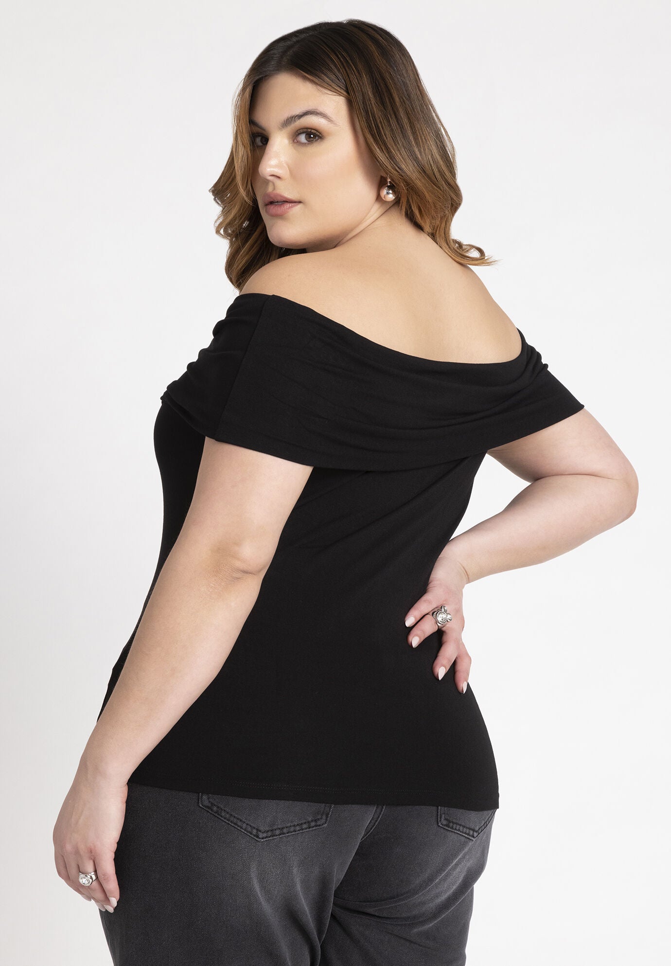 Off The Shoulder Fitted Top | Eloquii