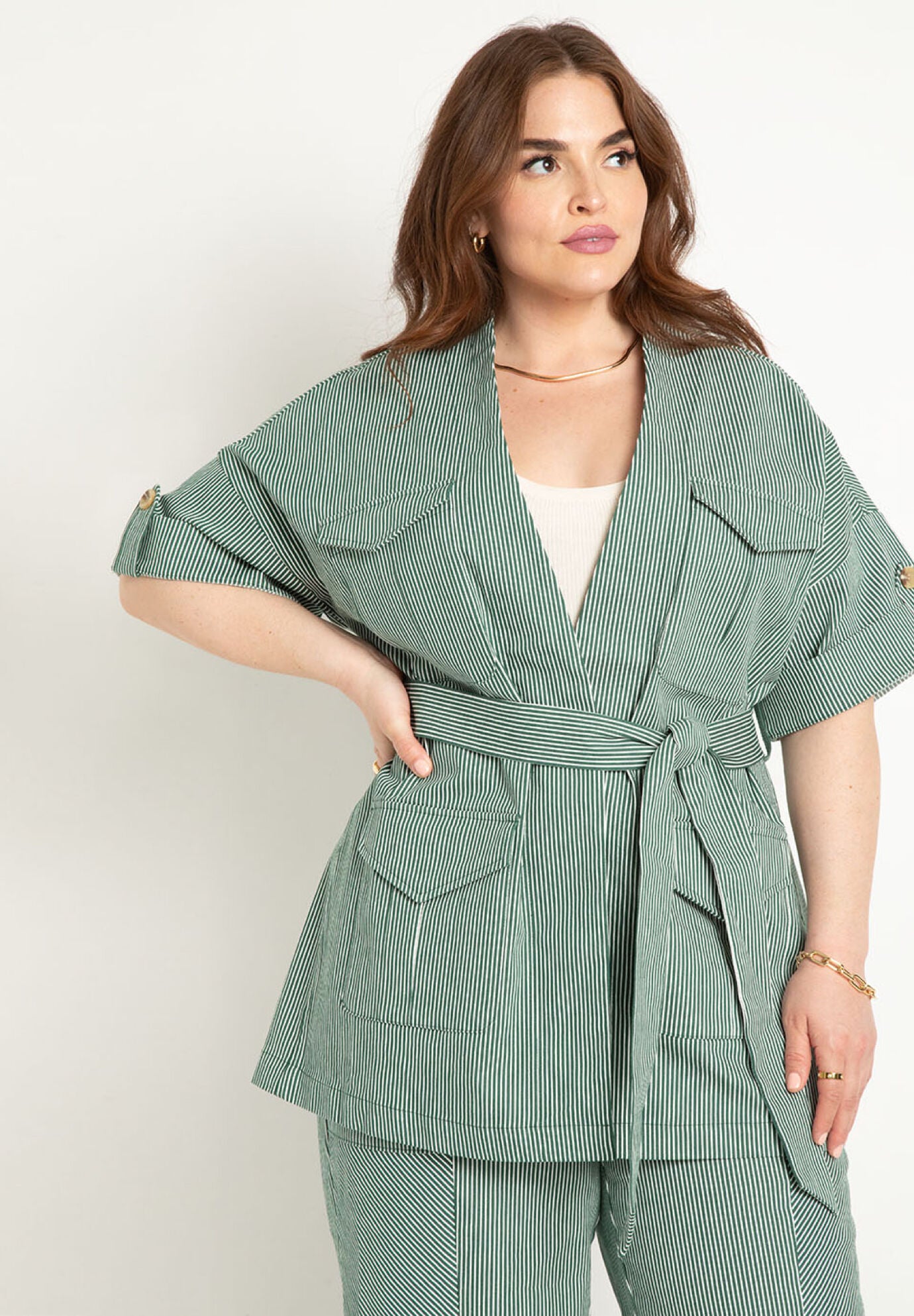 Patch Pocket Jacket with Removable Belt, 4479072 | Eloquii