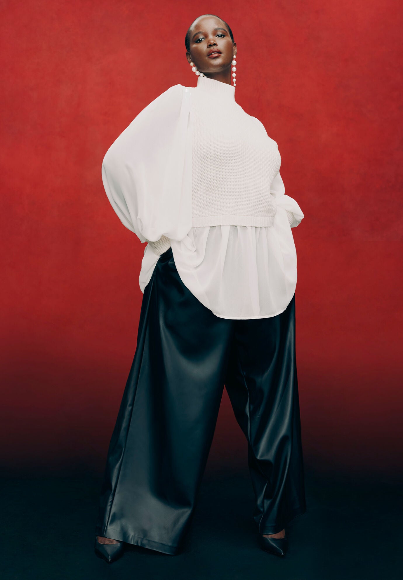 Wide Leg Pants - High Rise, Non-Stretch Chiffon, 4486302 Wide Leg Pants - High Rise, Non-Stretch Chiffon, 4486302