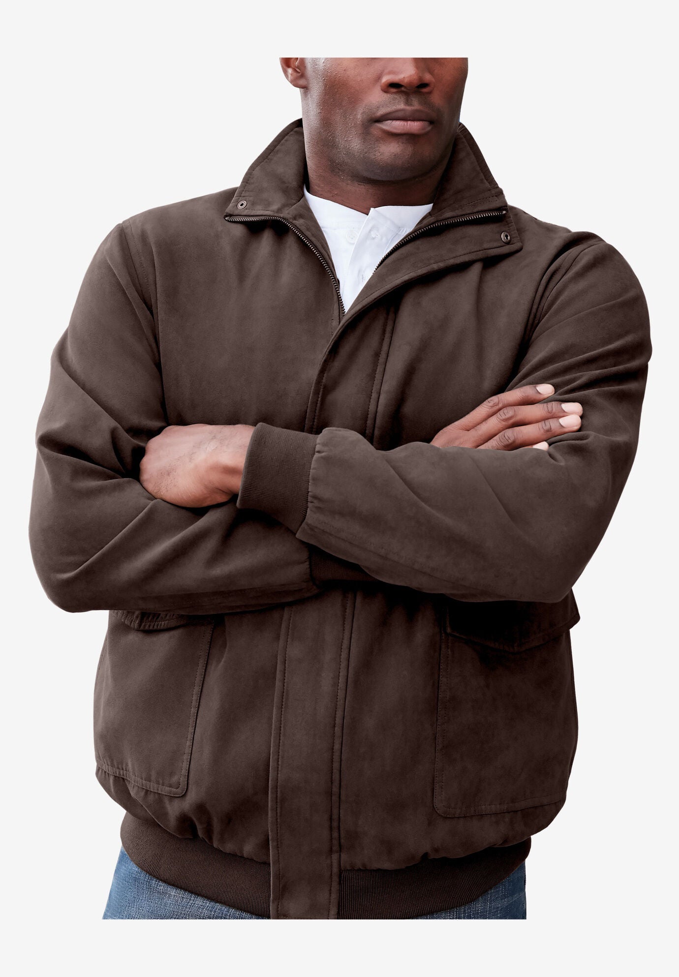 Microsuede Bomber Jacket | Eloquii