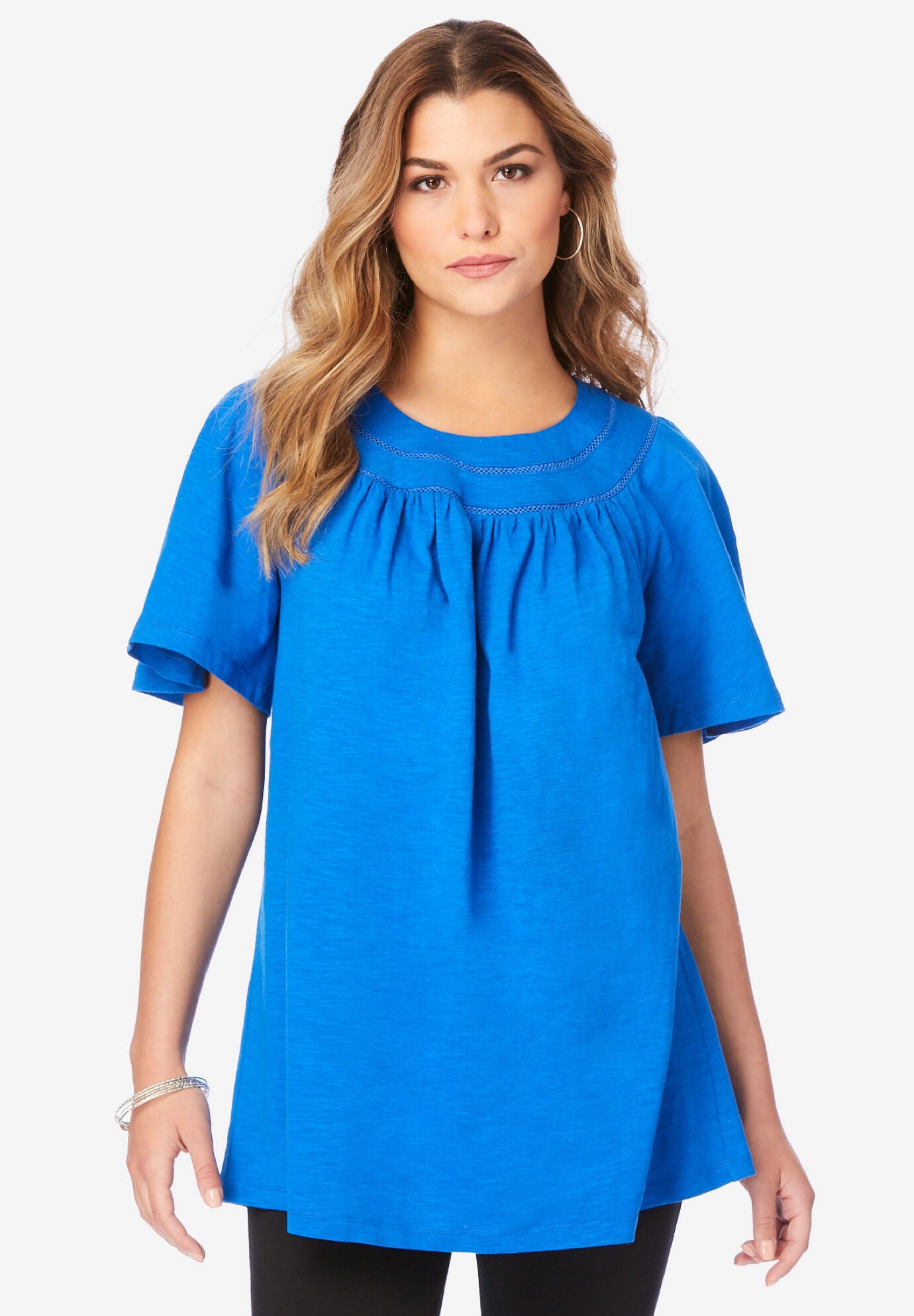 Flutter-Sleeve Slub Tunic | ELOQUII