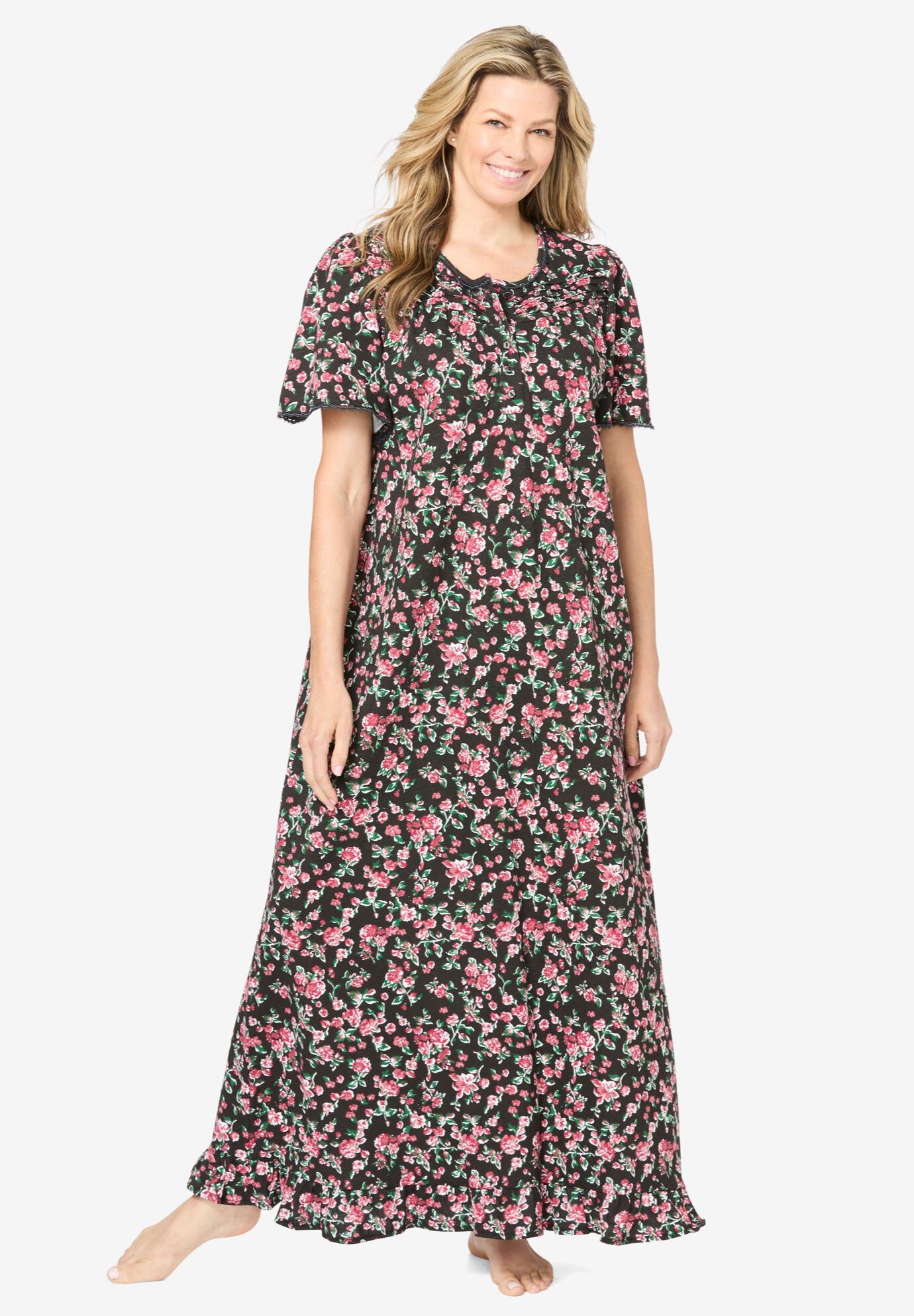 Long Floral Print Cotton Gown | ELOQUII