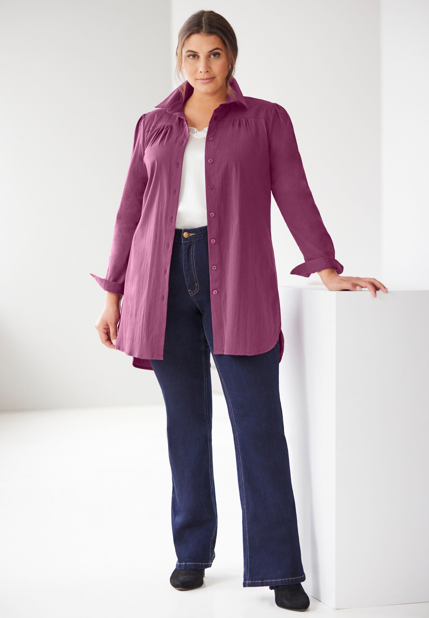 Button Front Shirt | Eloquii