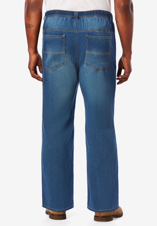 5-Pocket Relaxed Fit Denim Look Sweatpants | ELOQUII