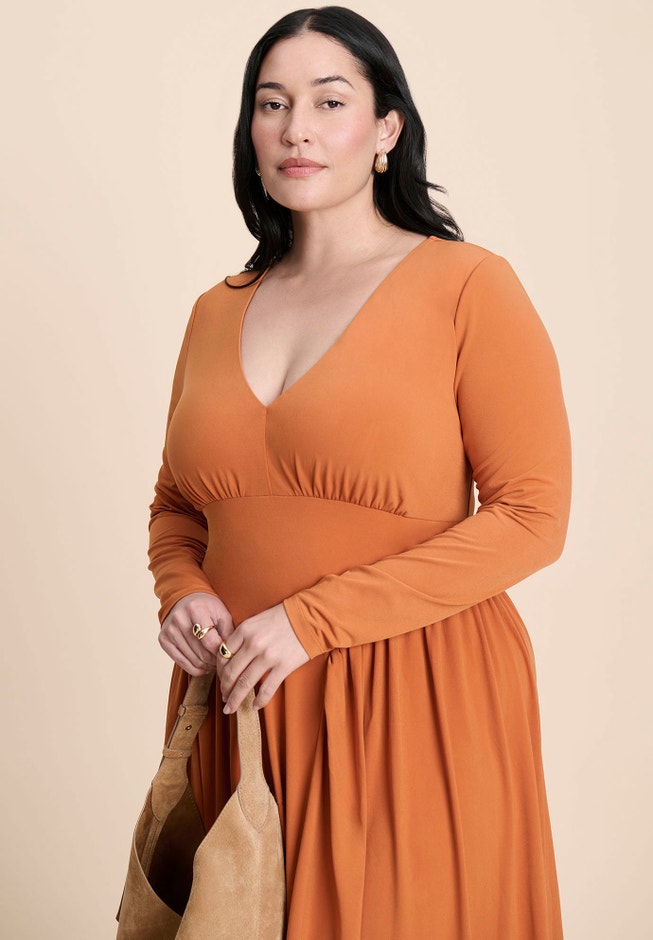 Plunge Neck Knit Dress | ELOQUII