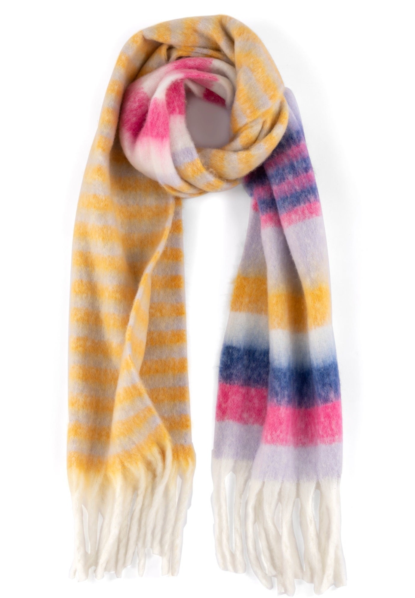 Split Color Scarf with Fringe Detail, 4474557 | Eloquii