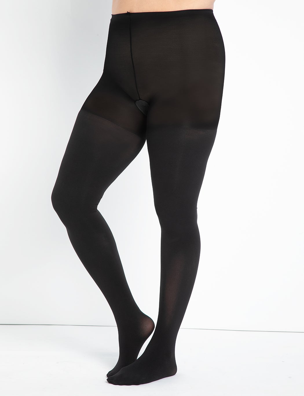 Opaque Tights Premium - Light Control Top, Black | Eloquii
