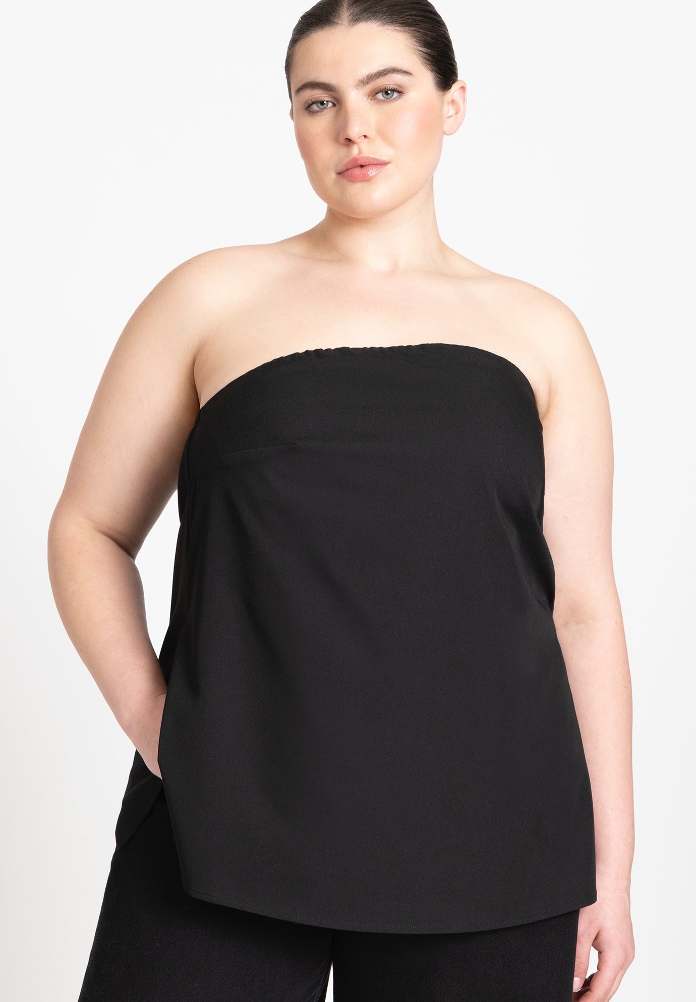 Strapless Column Tube Top for Women, Black Onyx | Eloquii