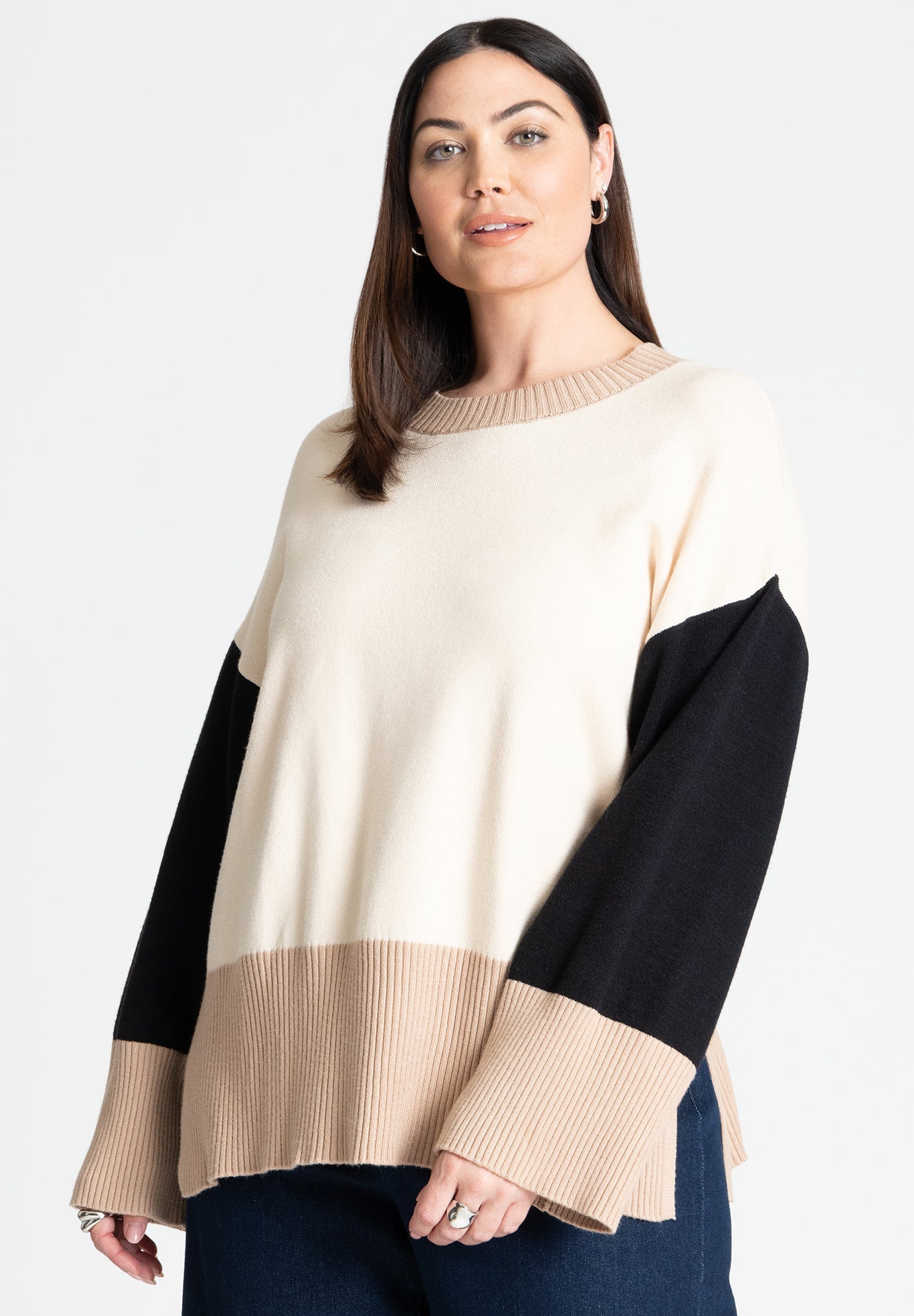Colorblocked Relaxed Sweater | Eloquii