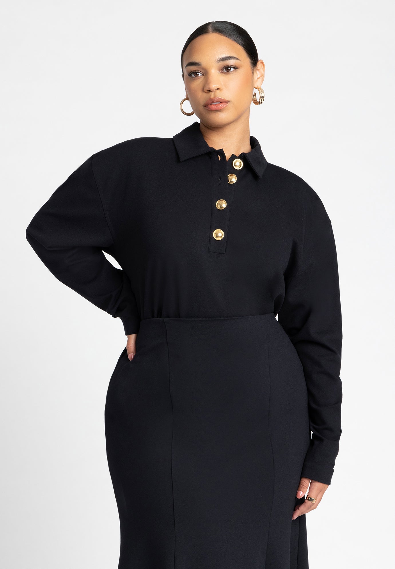 Exaggerated Shoulder Collar Top | Eloquii