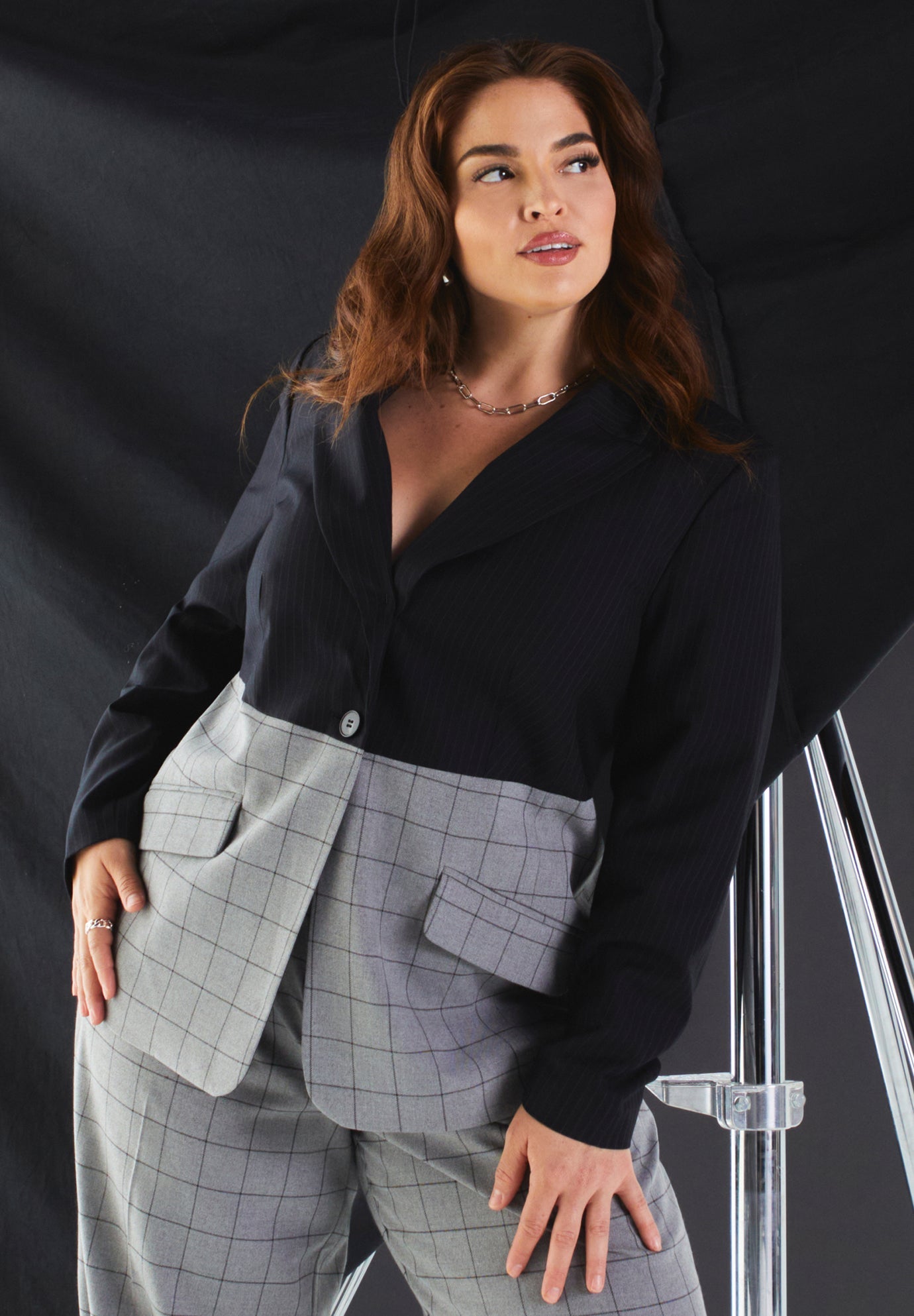 Tailored Colorblock Blazer - Fully Lined, 4474199 | Eloquii